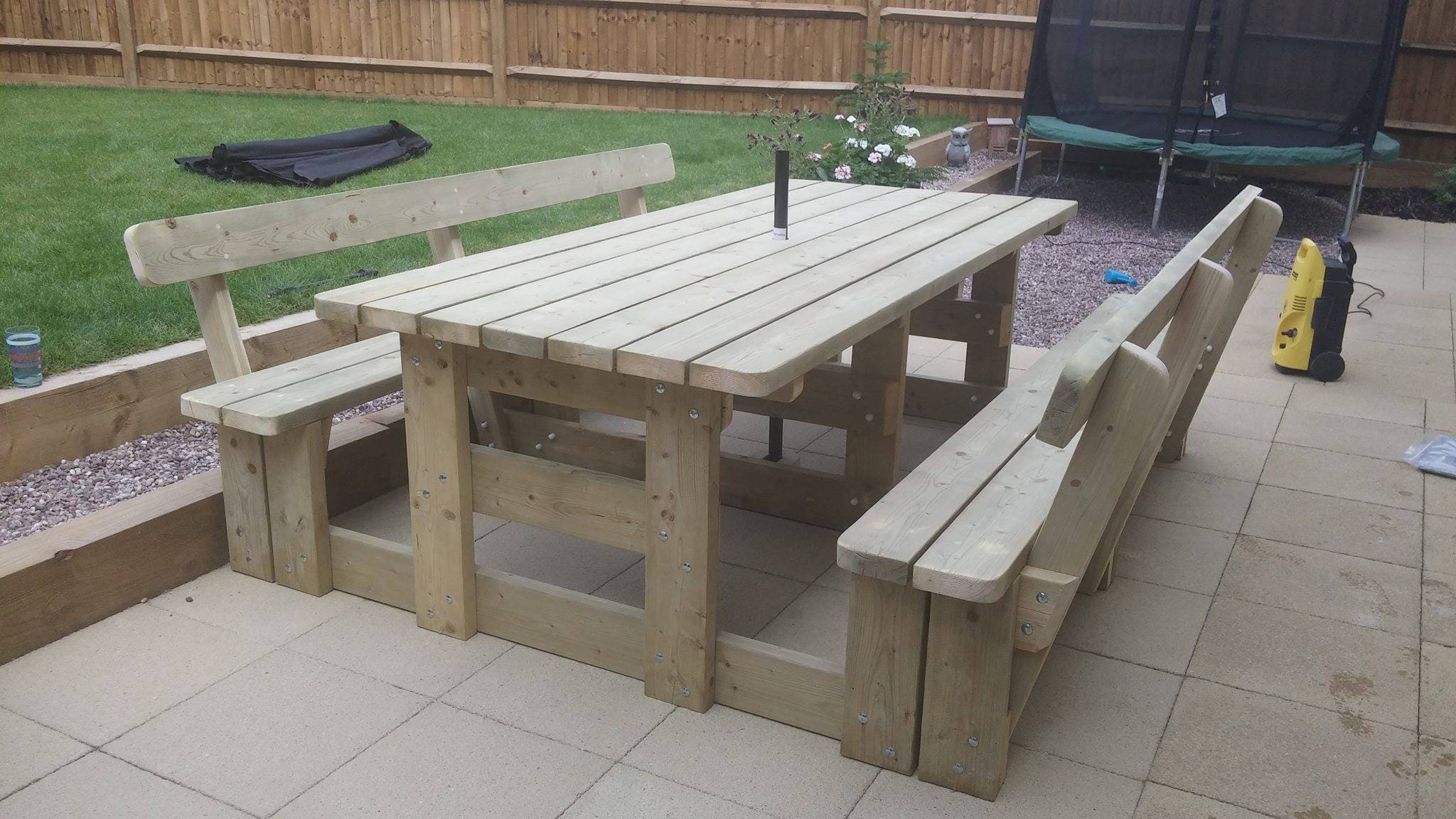 Garden Picnic Table / Bench Set With Back Rests various - Etsy UK