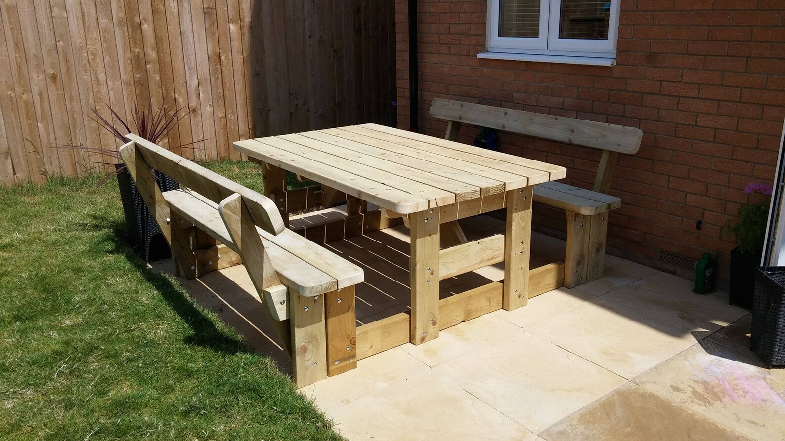 Garden Picnic Table / Bench Set With Back Rests various | Etsy UK