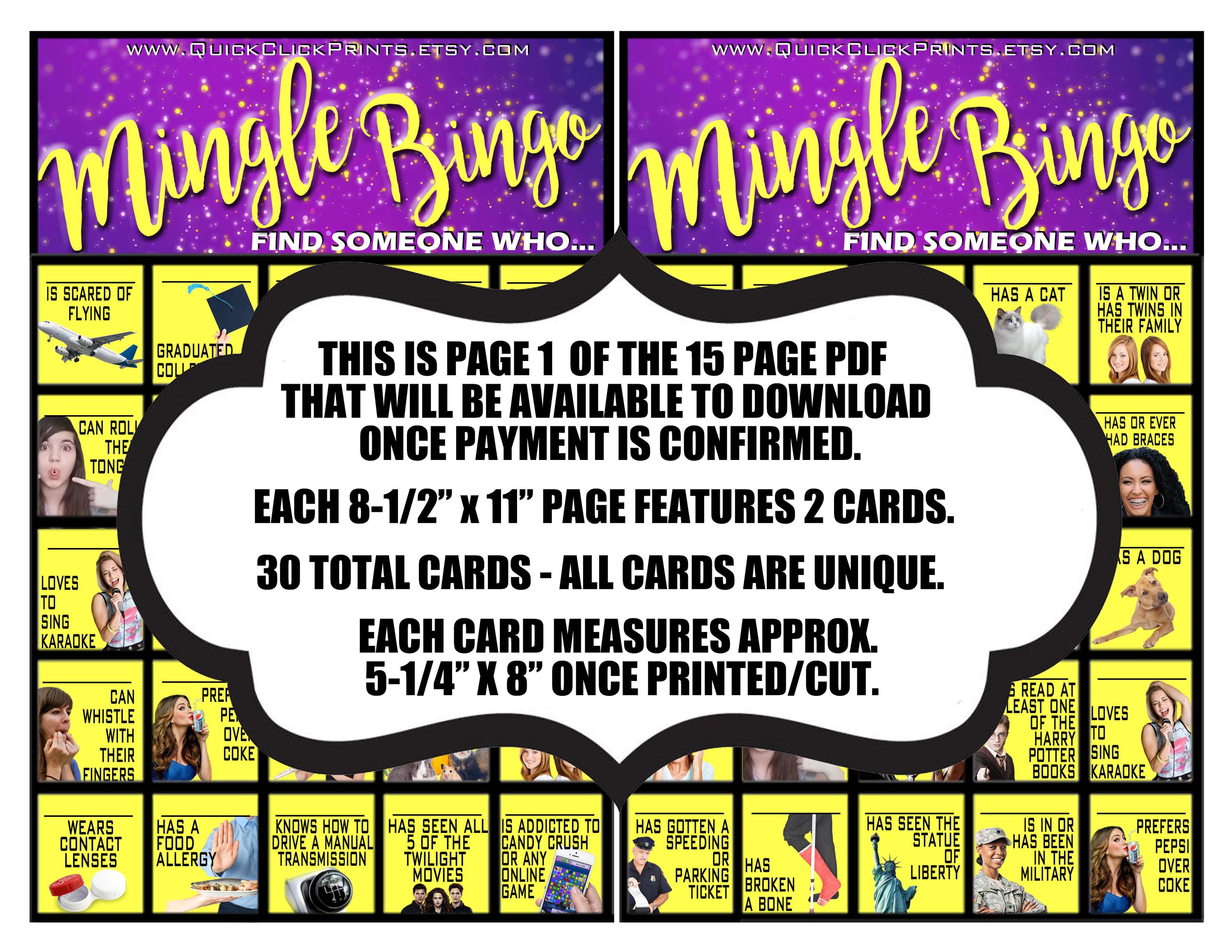 Mingle Bingo Game - Ice Breaker, Party Activity (printable Instant ...