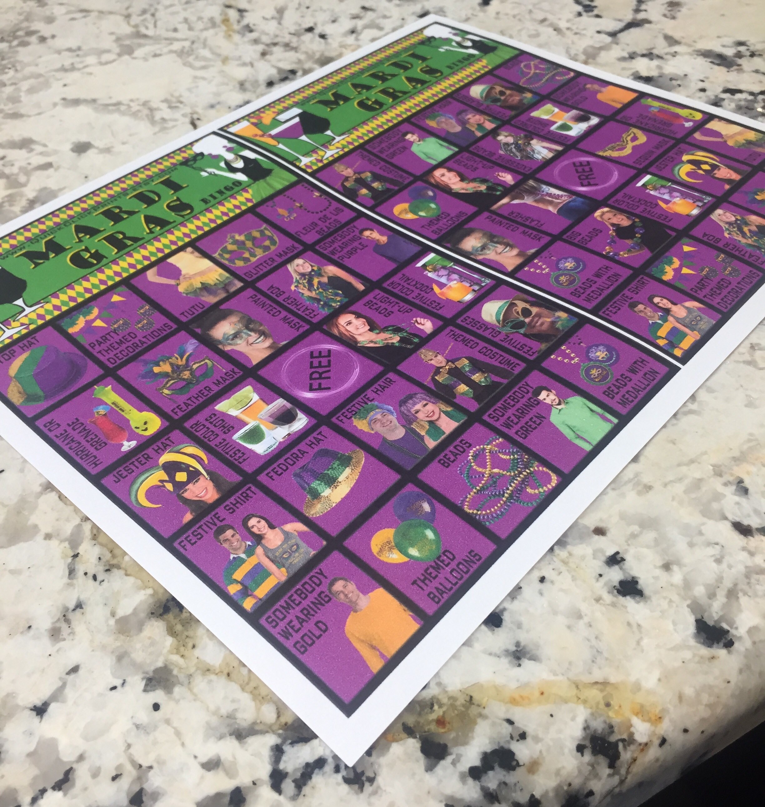 Mardi Gras Bingo - 30 Cards - Mardi Gras People Watching Game - Mardi ...