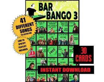Bar Bango - 30 Cards - Playlist Bingo- Music Bingo - Drinking Game ...
