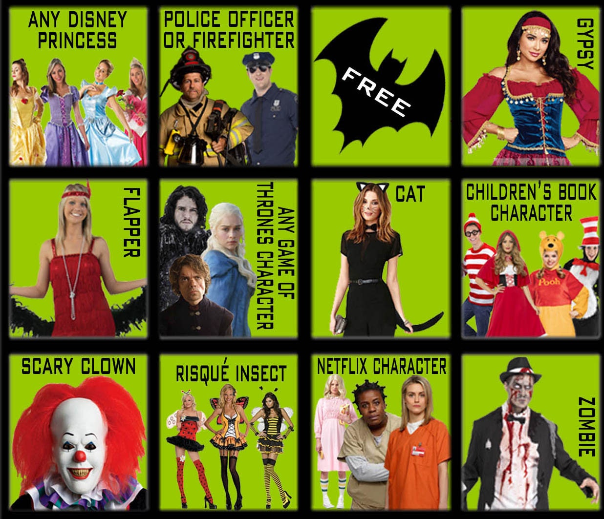 Costume Bingo 30 Cards Halloween Costume Party Games Halloween Drinking ...