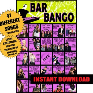 Bar Bango 30 Cards Playlist Bingo Music Bingo Drinking Game Printable ...