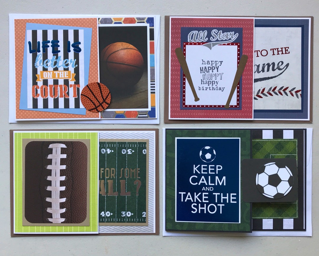 Handmade SPORTS Themed Cards - Set of 4 - Etsy