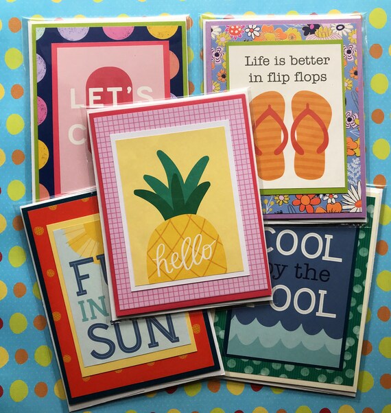 Handmade SUMMER Cards Set of 5 | Etsy