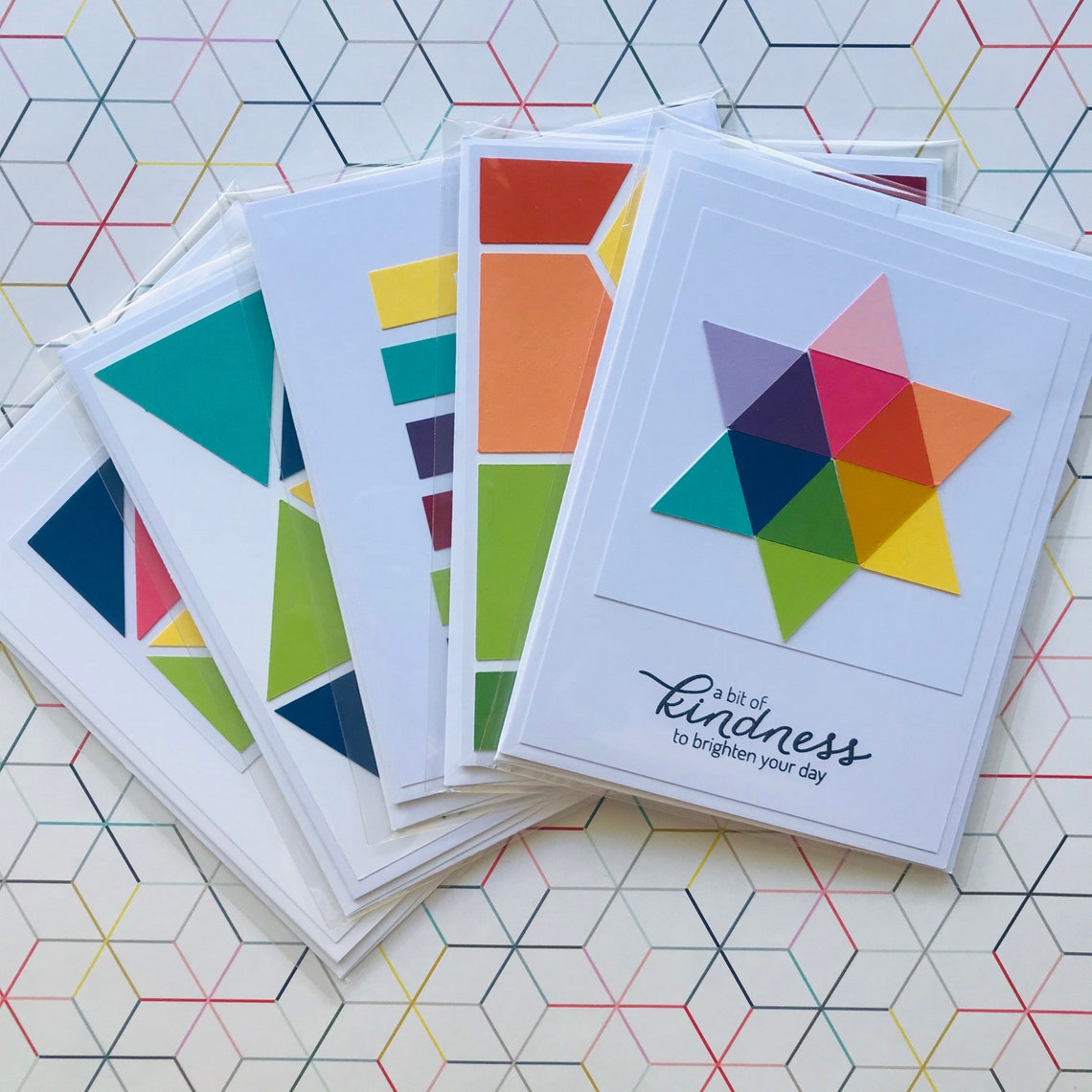 Colorful Handmade Cards Set of 5 - Etsy