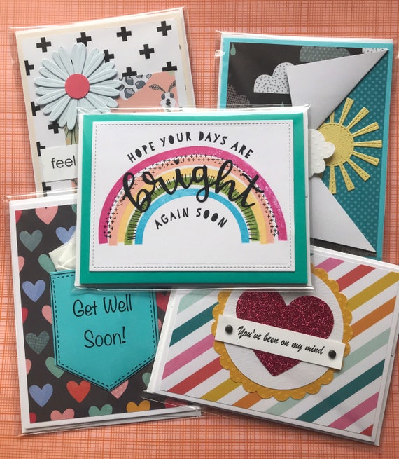 Handmade GET WELL Cards Set of 5 | Etsy