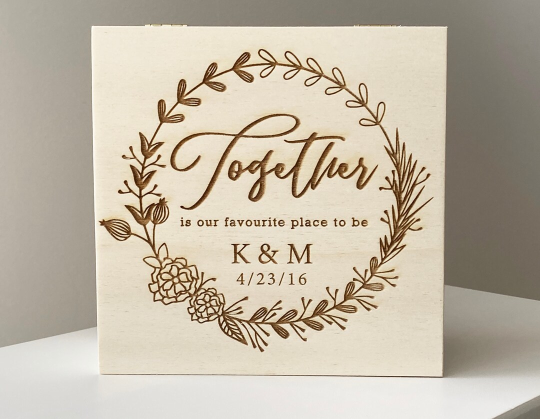 Personalized Engraved Wooden Memory Box - 5th Anniversary Gift, Custom ...