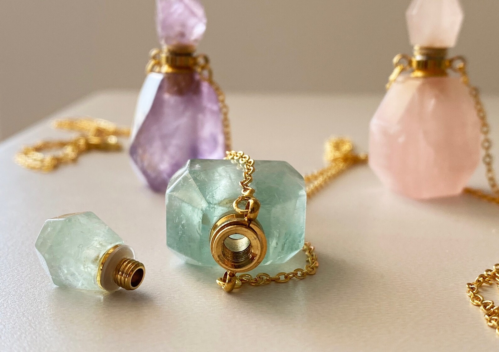 Aromatherapy Necklace With Oil Boho Perfume Vial Necklace Essential Oil ...