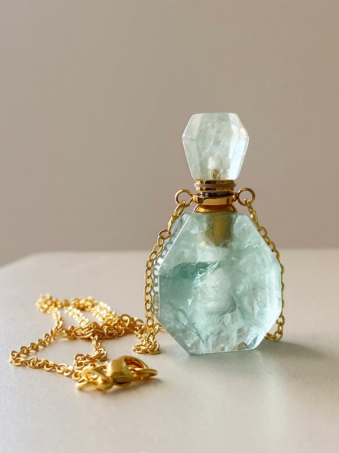 Gold Crystal Vial Essential Oil Necklace Essential Oils Gift ...