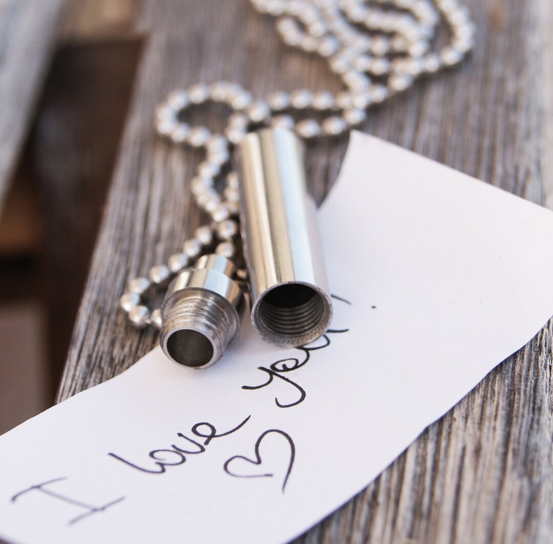 Personalized Hidden Message Necklace - Custom Paper Note in a Capsule ...