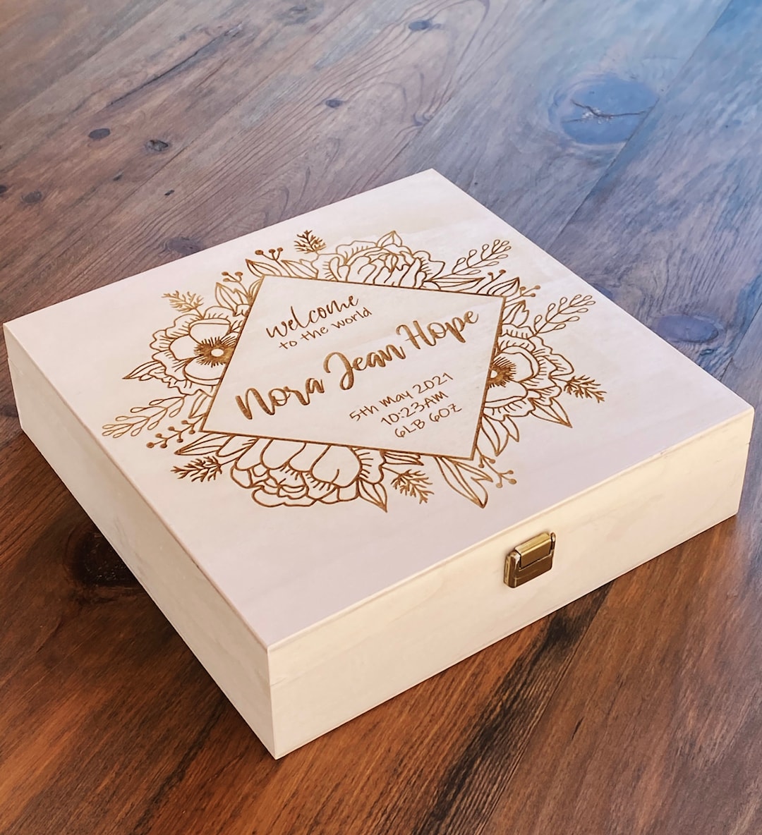 Baby Memory Box Baby Keepsake Box New Baby Girl Gift Birth Stat New ...