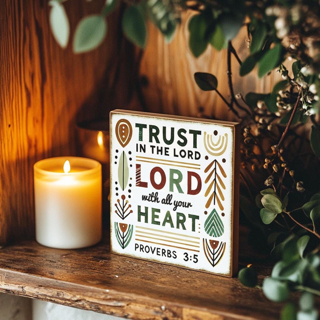 Trust in the Lord Wooden Sign – Proverbs 3:5 Bible Verse – Christian ...