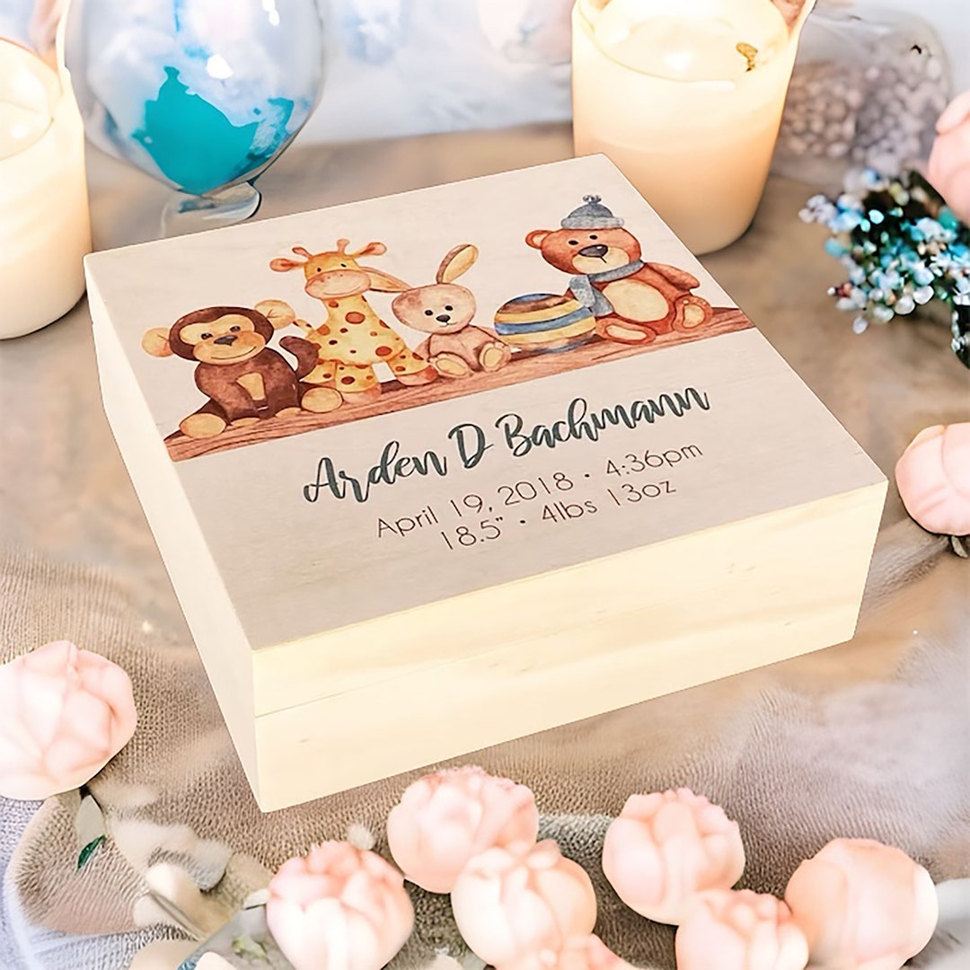 Baby Memory Box, Baby Keepsake Box, Wooden Personalized Newborn ...