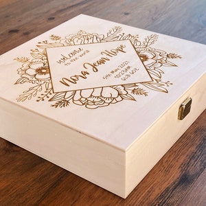 Baby Memory Box Baby Keepsake Box New Baby Girl Gift Birth Stat New ...