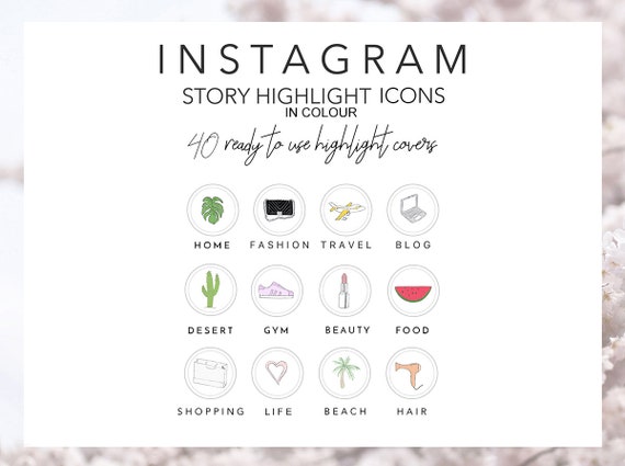 Instagram Story Icons in Colour Set of 40 Hand Drawn | Etsy