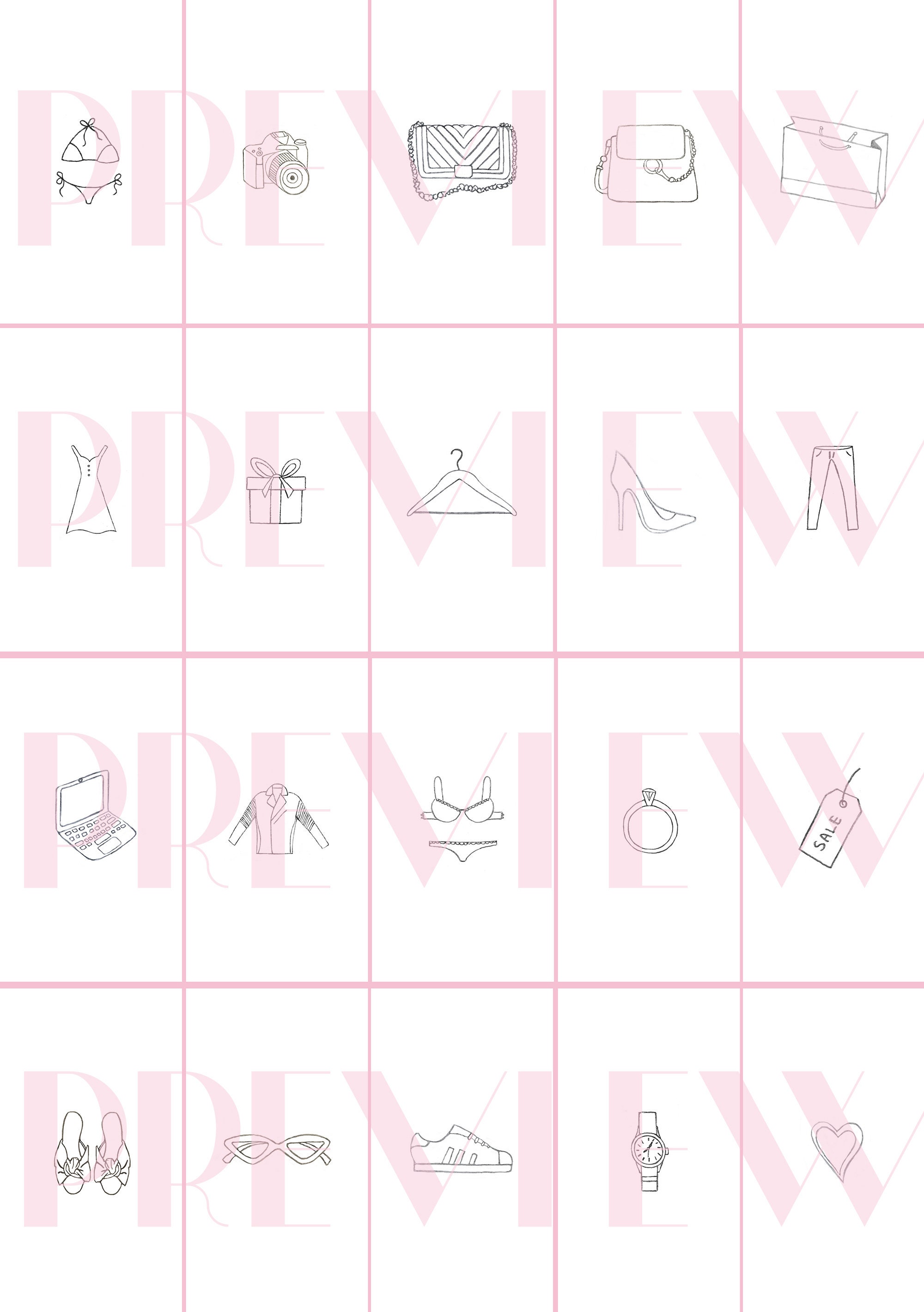 Instagram Story Highlights FASHION Icons Set of 20 Hand Drawn - Etsy