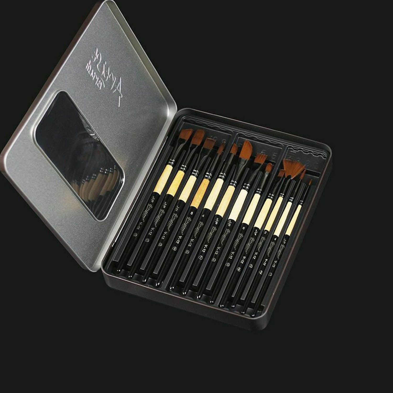 Paint Brush Set With Tin Box for Acrylic Oil Watercolor | Etsy