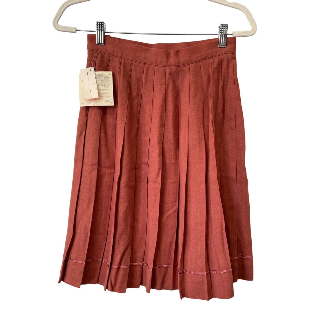 Vintage 90s Susan Bristol Pleated Skirt Size 6 Worsted Wool Rose NEW ...