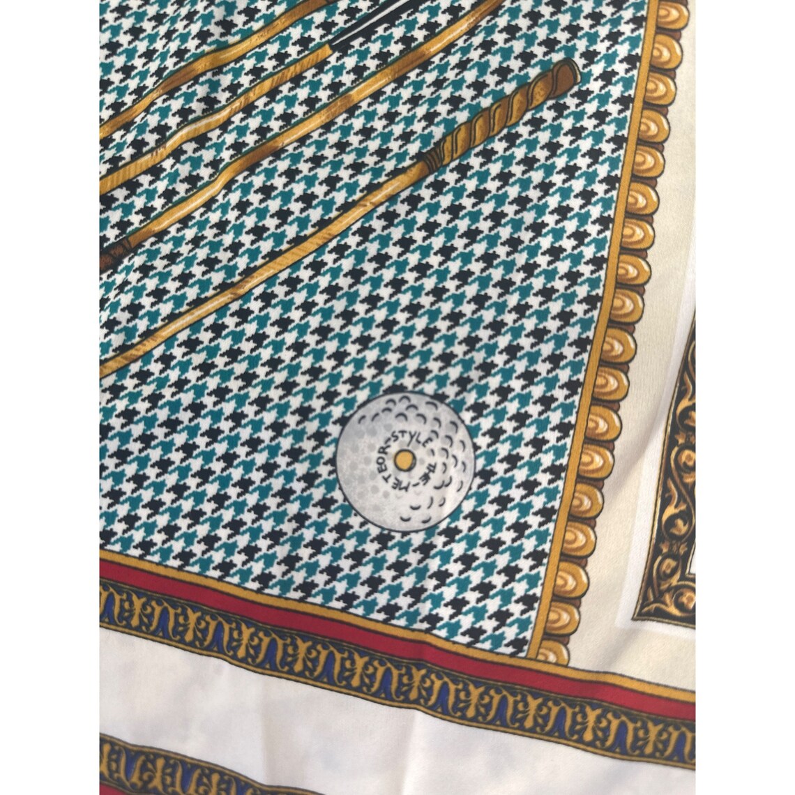 Vintage the Meteor Style Golf Club Print Square Scarf Lightweight Satin ...
