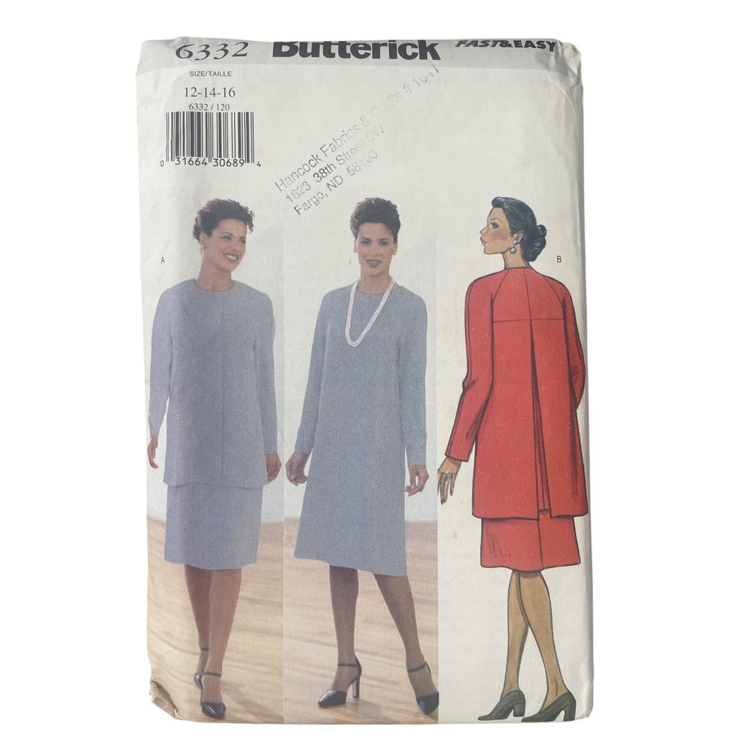 90s Butterick 6332 Sewing Pattern Size 12-14-16 Misses Petite Jacket ...