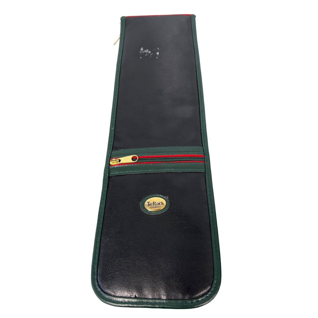 Tie Rack London Tie Travel Leather Organizer Green Zip Case Holder ...