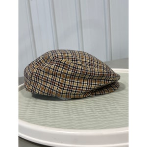 Pendleton Vintage Check Wool Newsboy Flat Cap Men's L Snap Front Tan ...