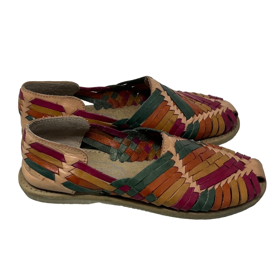 D' Clasicos Rainbow Mexican Huarache Style Woven Sandals Leather Womens ...