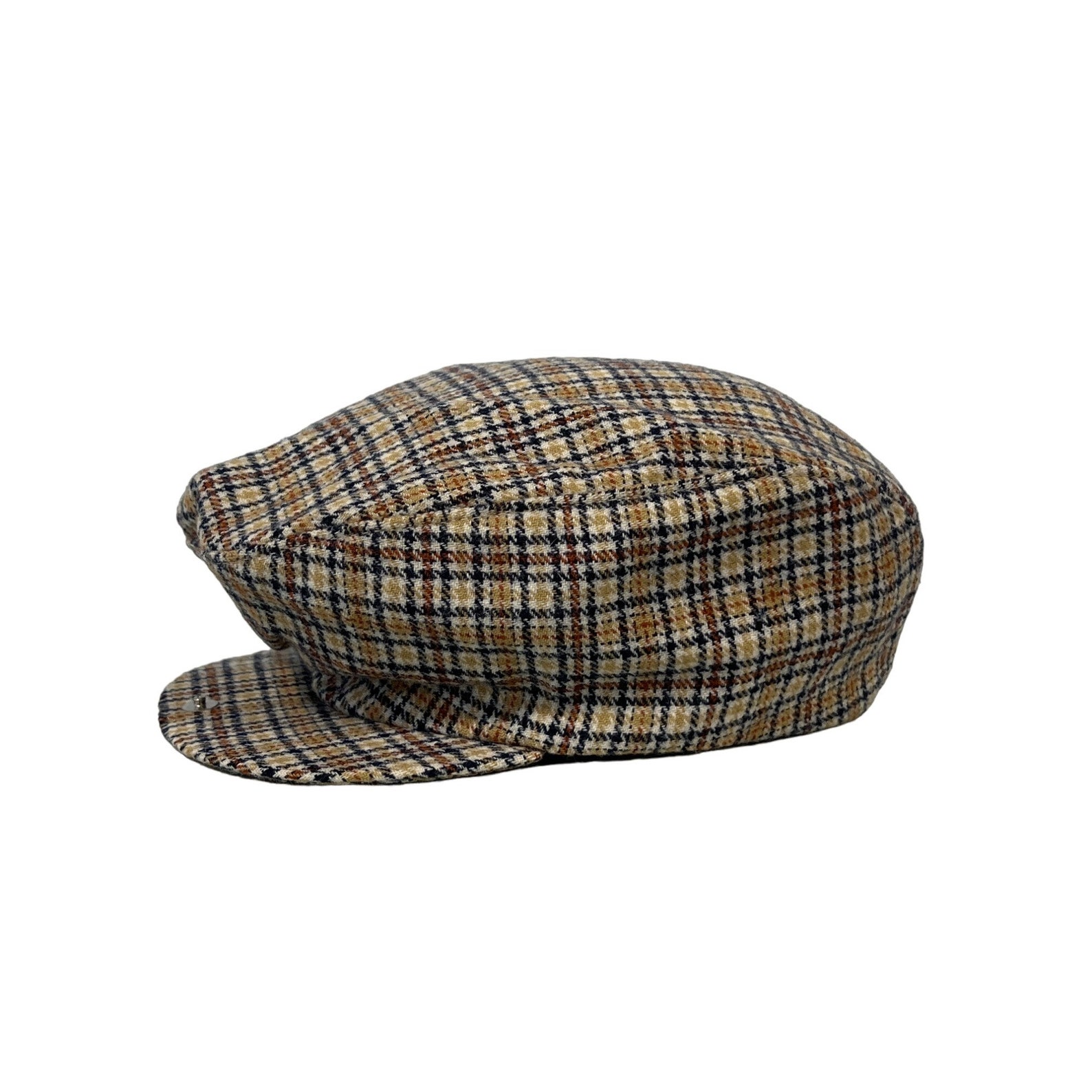 Pendleton Vintage Check Wool Newsboy Flat Cap Men's L Snap Front Tan ...