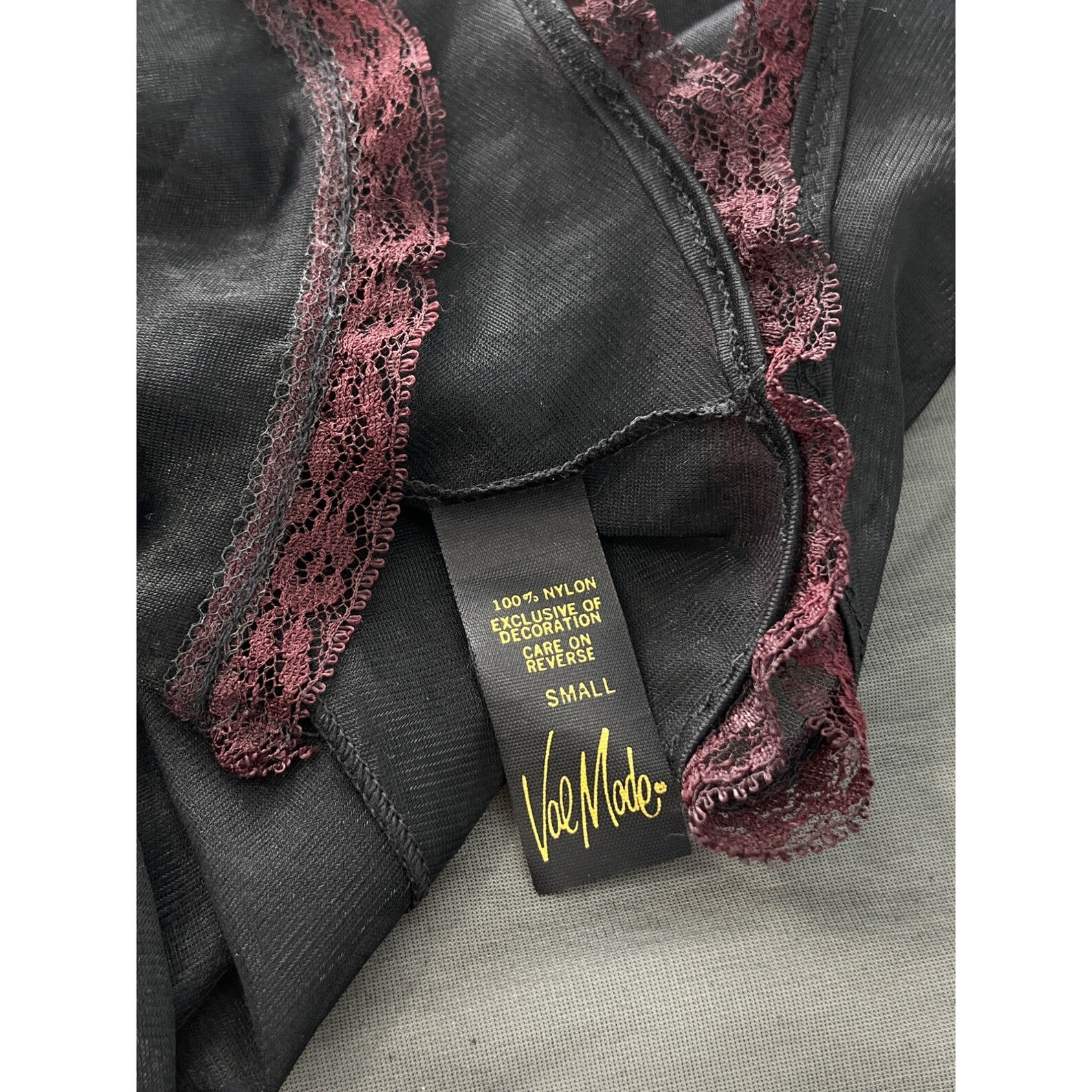 Vintage Val Mode Black Lace Sheer Peignoir Lingerie Small Nylon Midi ...