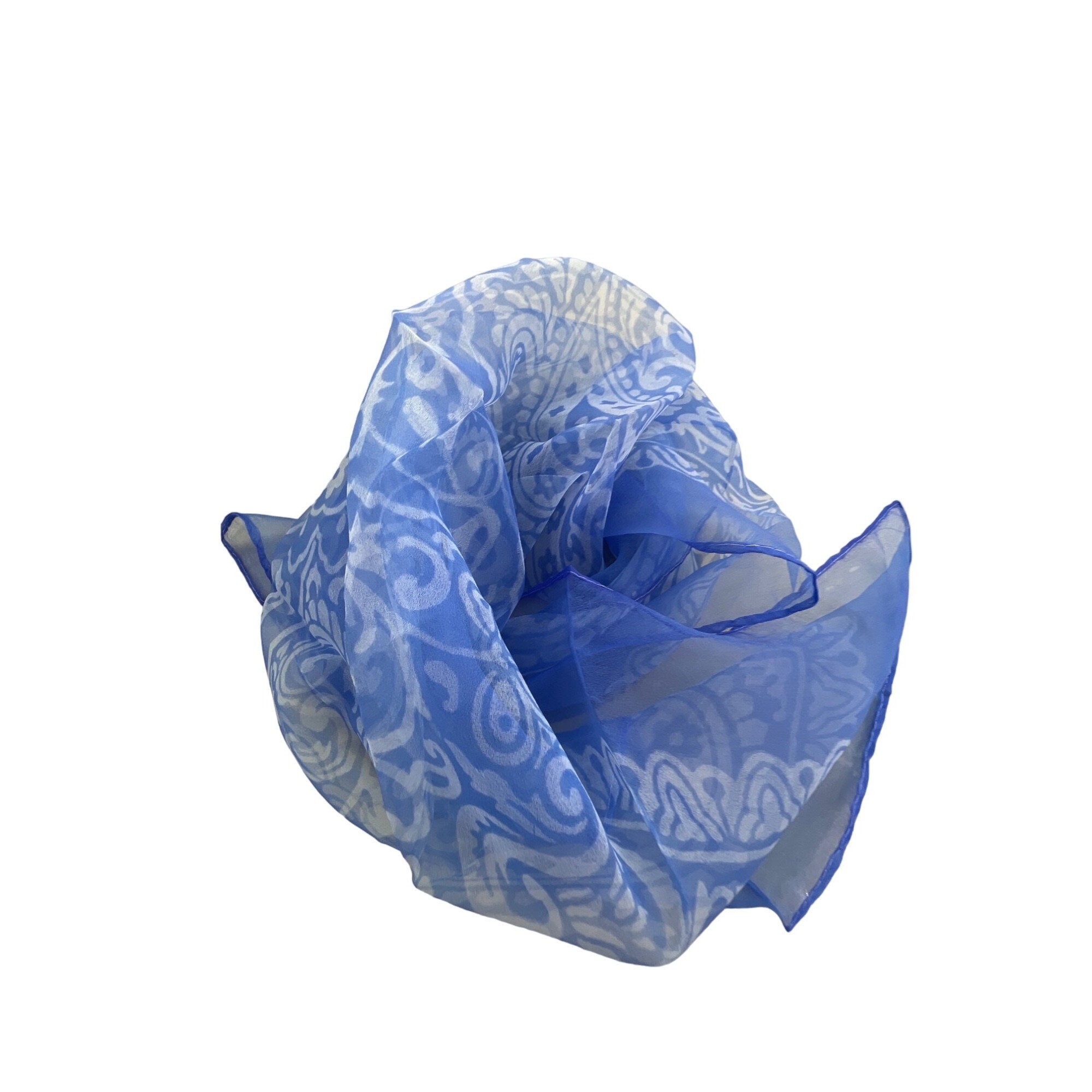 Vintage Sheer Floral Paisley Square Scarf Lightweight Neck Wrap Bandana ...