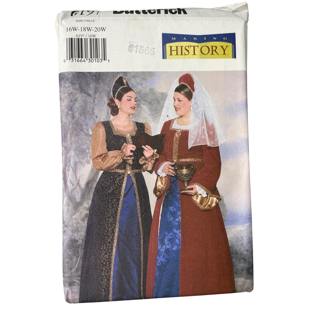 Butterick 6197 Renaissance Renfair Costume Sewing Pattern Size 16W-20W ...