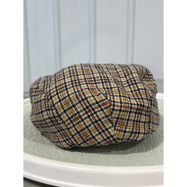 Pendleton Vintage Check Wool Newsboy Flat Cap Men's L Snap Front Tan ...