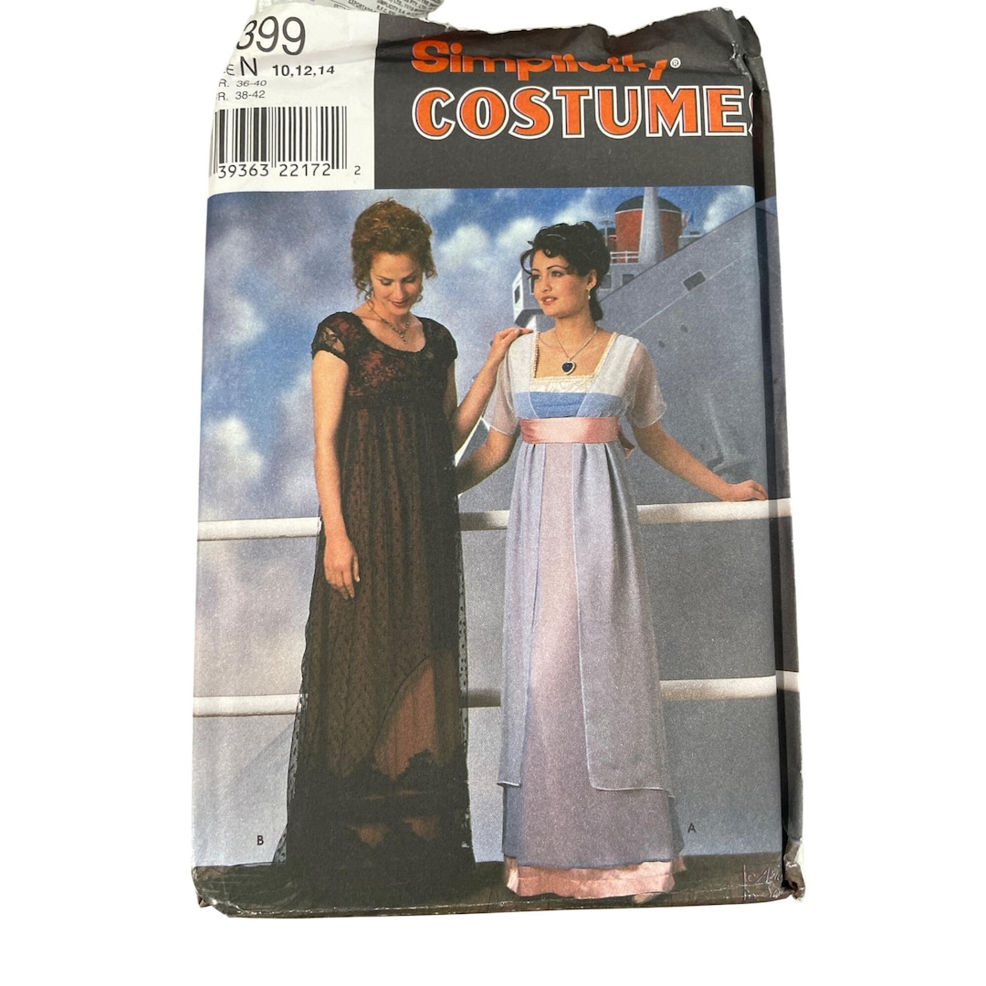 Simplicity 8399 Bridgerton Costume Pattern Sizes 10-12-14 Regency Gowns ...