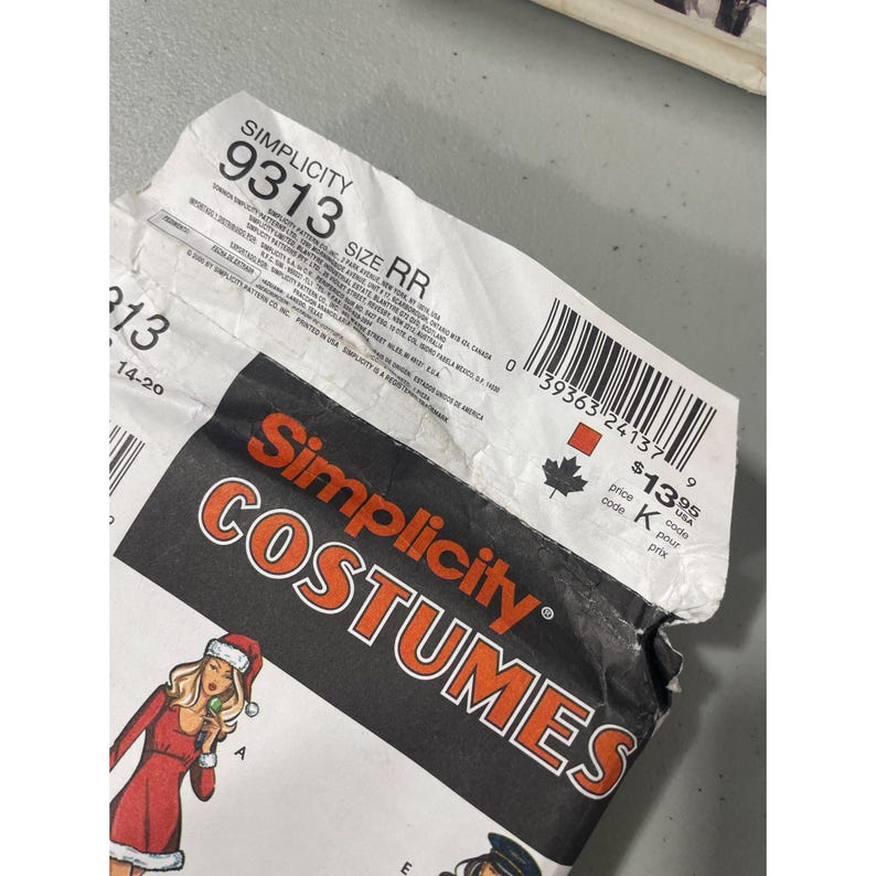 Y2K Simplicity 9313 Costume Pattern Sizes 14-20 Santa Vampire Cat Devil ...