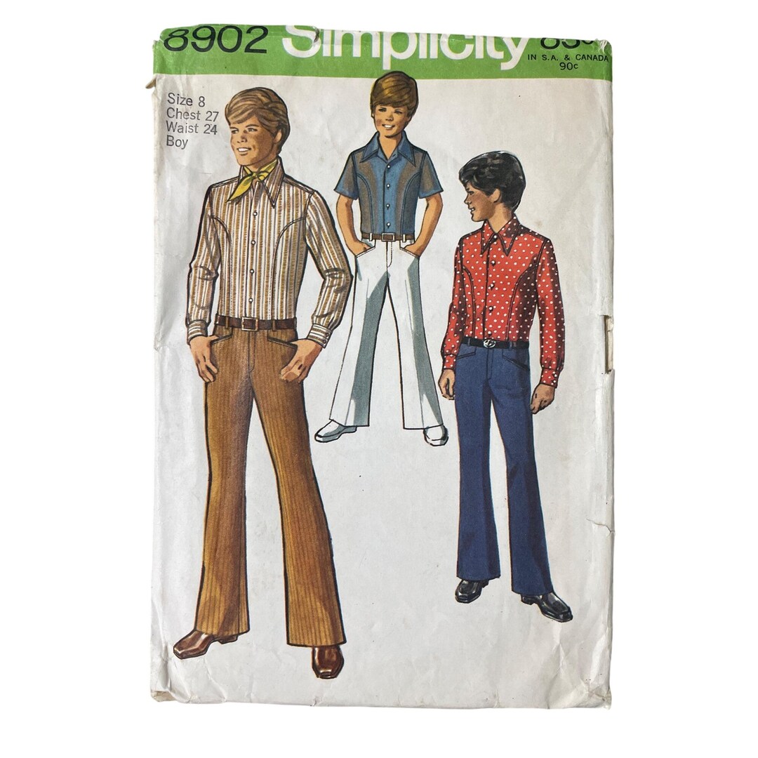 70s Simplicity 8902 Boys Bell Bottoms Sewing Pattern, Size 8 (CUT) - Etsy