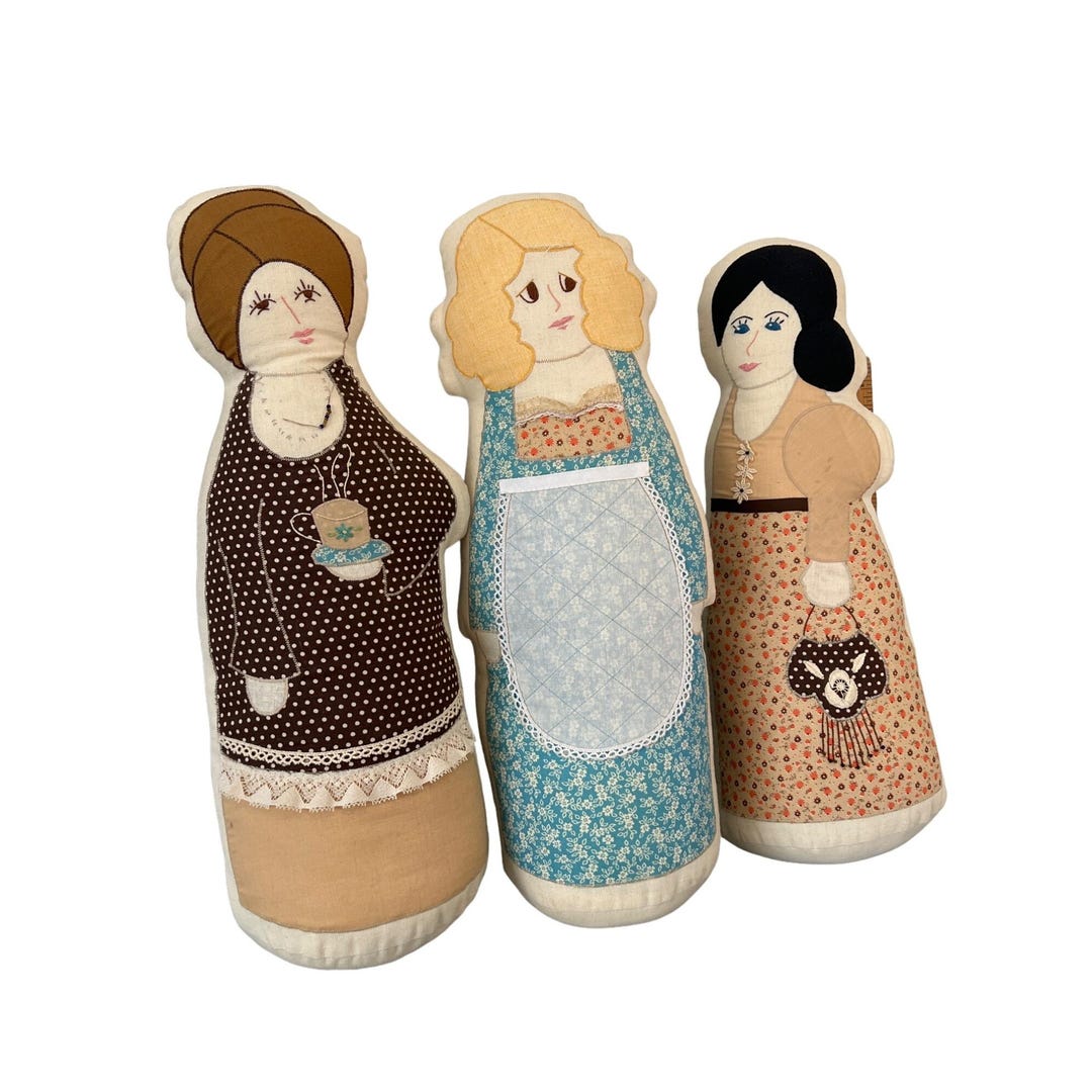 Vintage Handcrafted Folk Art Doll Set Prairie Victorian Cloth Dolls ...