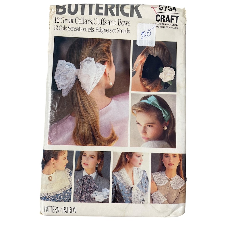 Vintage 1987 Butterick Sewing Pattern 5754: Collars, Cuffs, Bows - Etsy