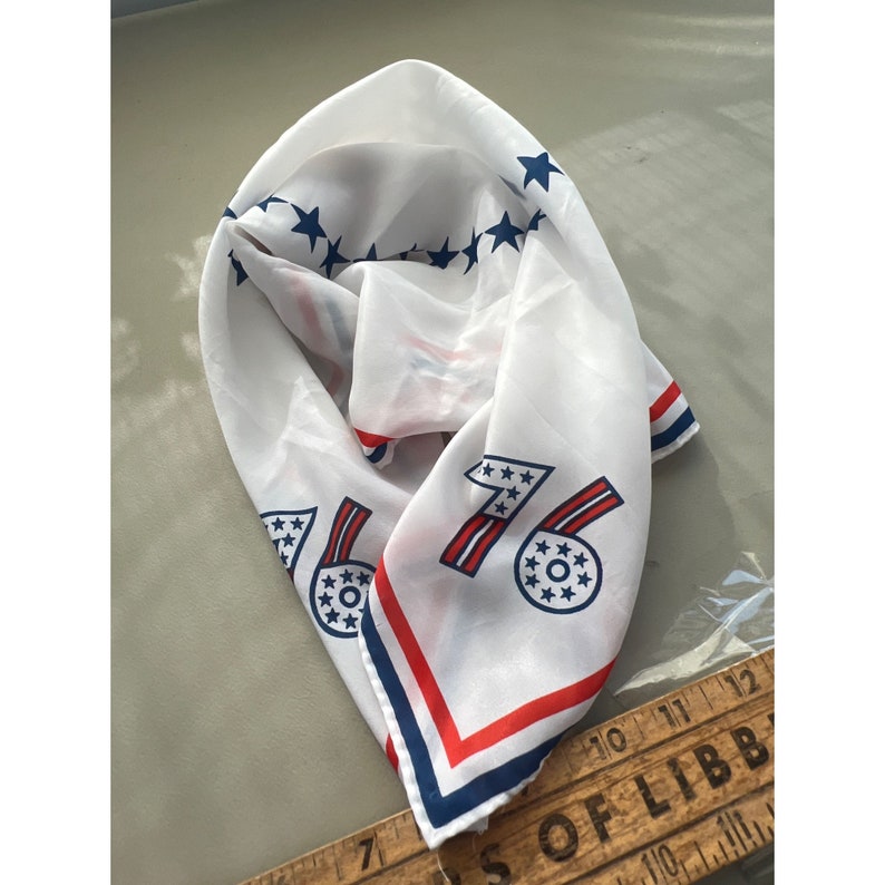 Vintage USA 1776 Patriotic Scarf Lightweight Square Neck Wrap Bandana ...