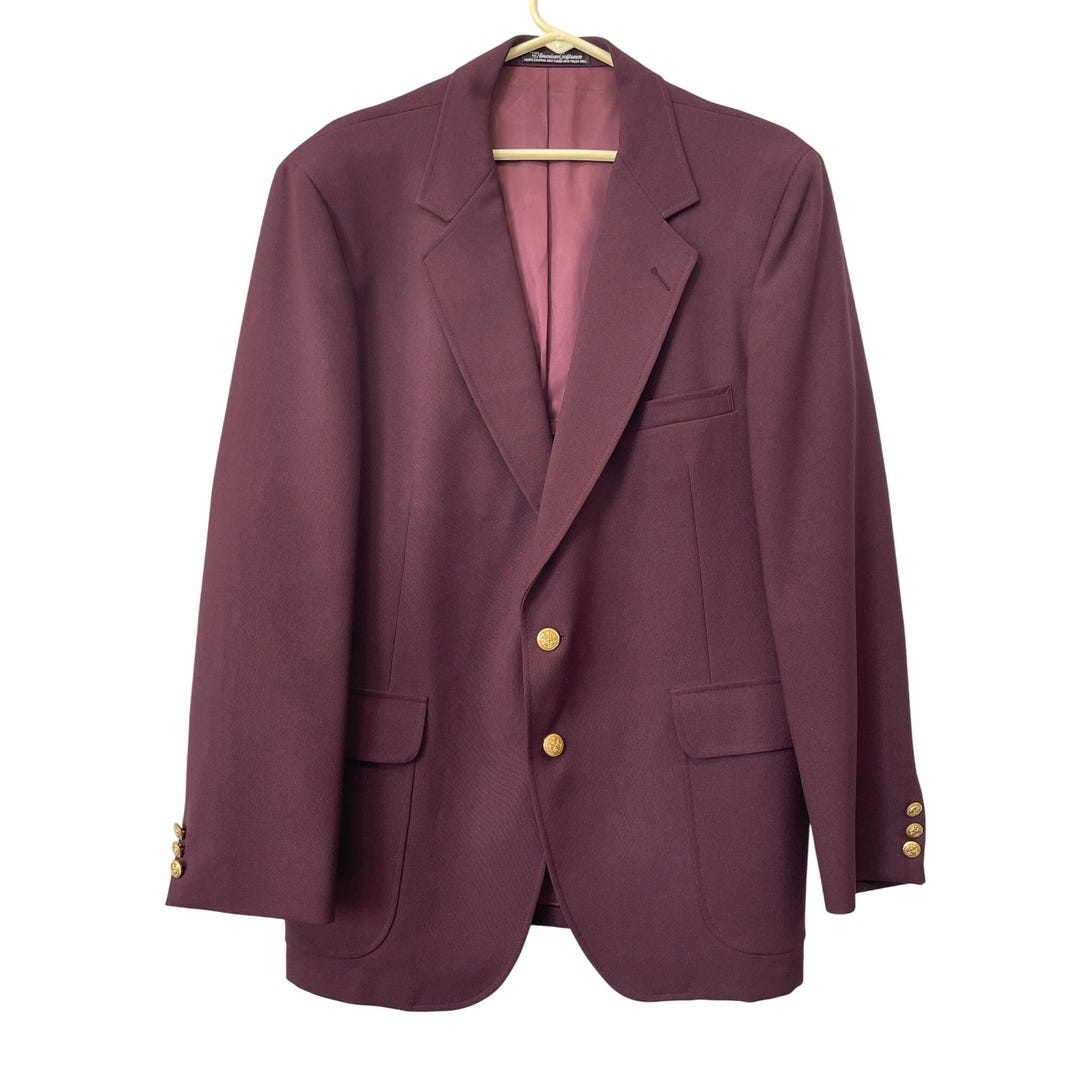 Vintage 70s Warren Sewell Blazer Jacket Size 44 Regular Fit Burgundy ...