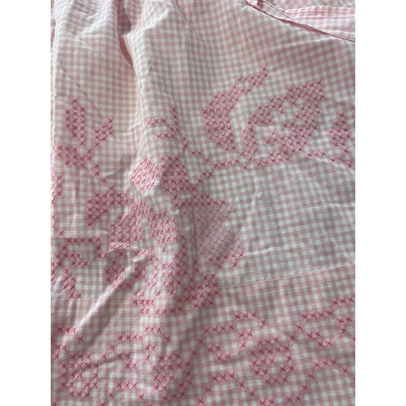 Vintage Gingham Waist Apron Womens Pink White Embroidered Retro June ...