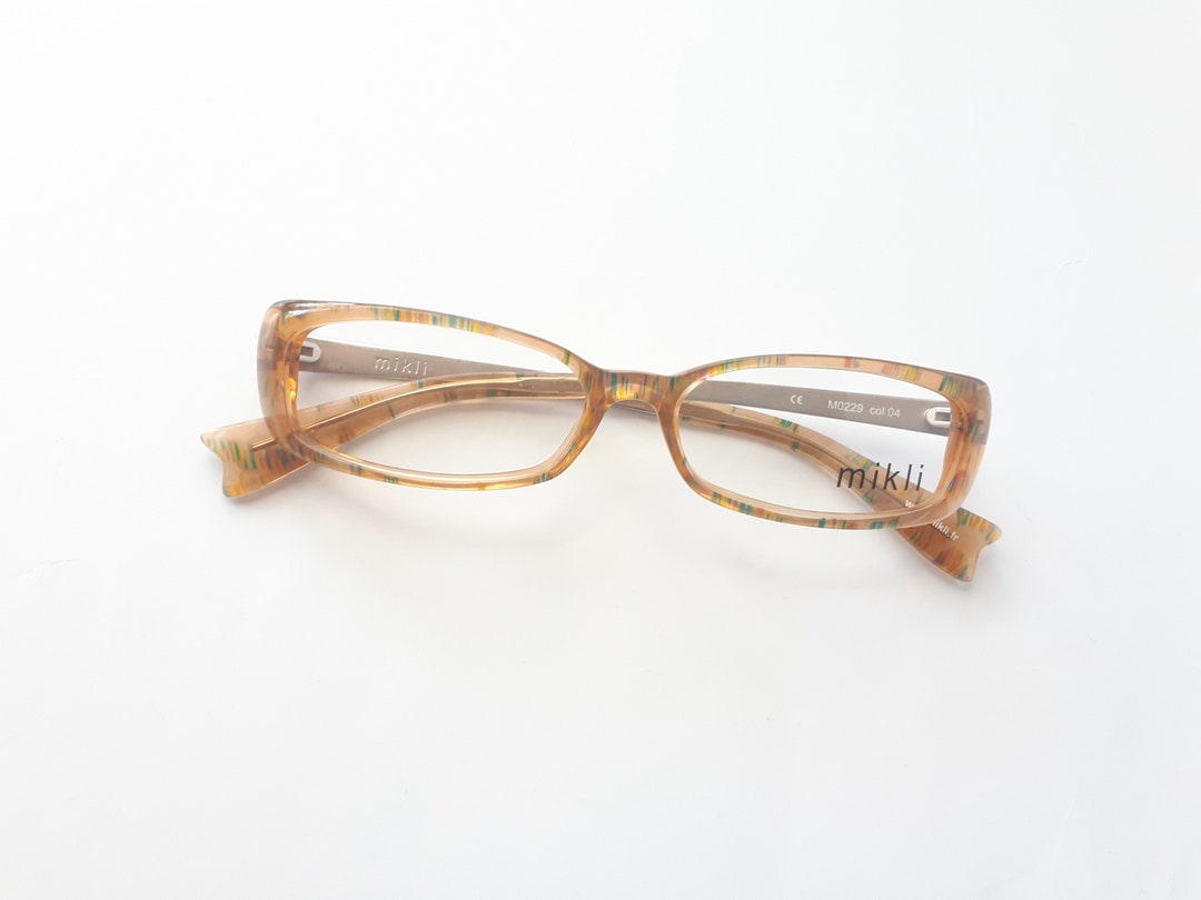 Mikli M0229 Eyeglasses Translucent Yellowish Brown Oval Women Plastic ...
