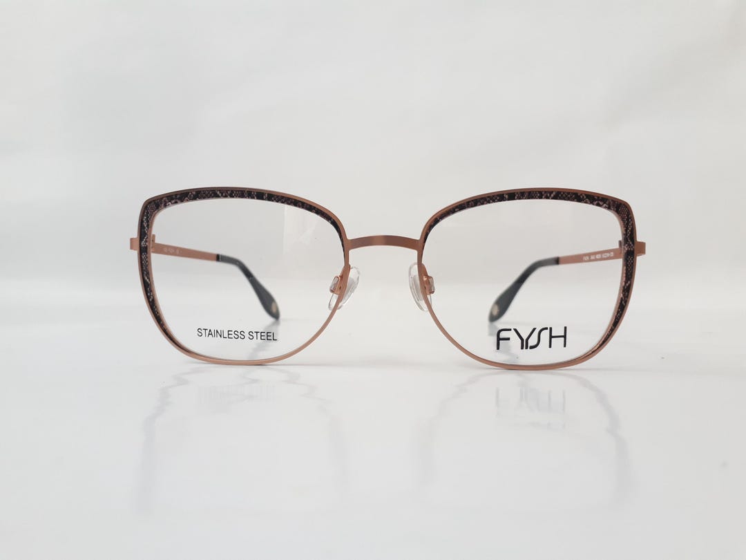 Fysh 3643 209 Eyeglasses Rose Gold Python Angular Women Metal Glasses ...