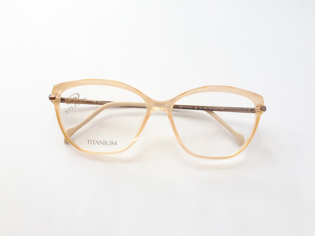 Stepper 30174 Eyeglasses Beige Gold Cateye Shaped Acetate Titanium ...