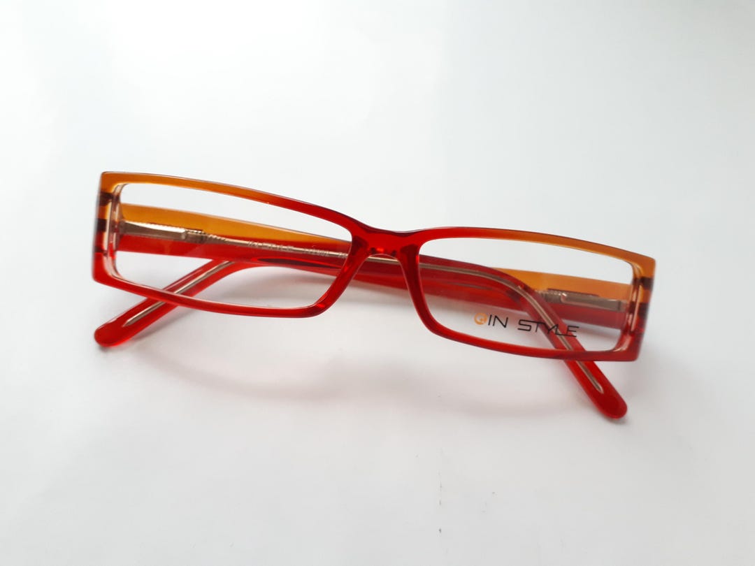 In Style Eyeglasses Red Orange Rectangle Women Plastic Glasses From ...