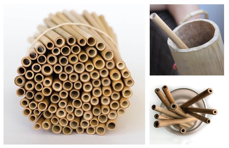 100 X Laser Engraved Bamboo Straws for Weddings, Party, Events ...