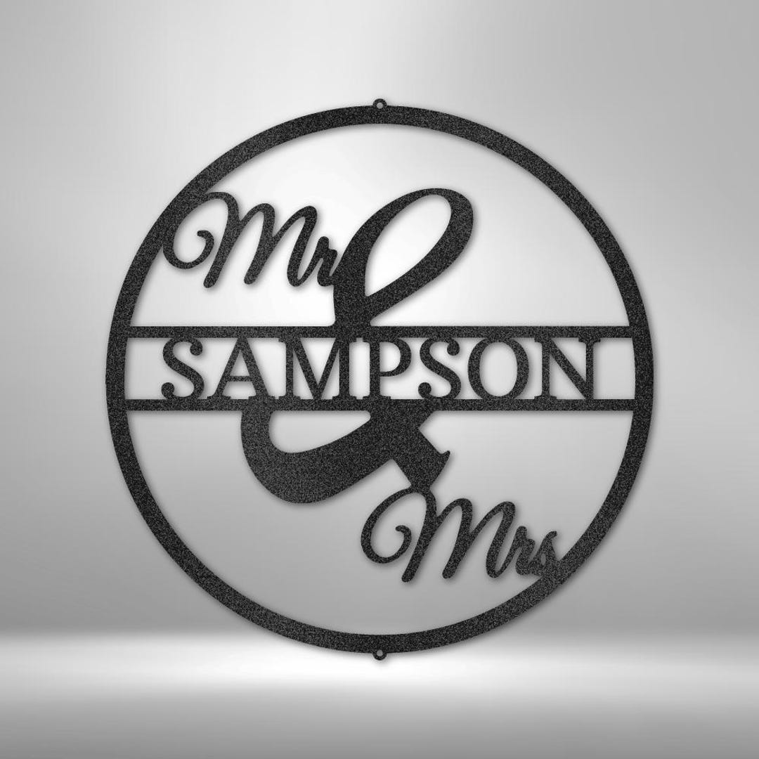 Mr and Mrs Circle Monogram Steel Sign SS214 - Etsy