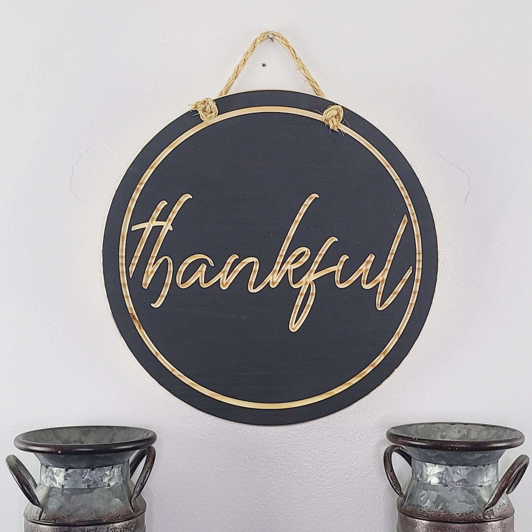 Thankful Wooden Farmhouse Round Wooden Round Door Sign - Etsy