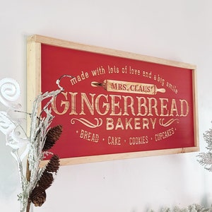 Rustic Gingerbread Bakery Sign Wood Mrs Claus Bakery Sign - Etsy