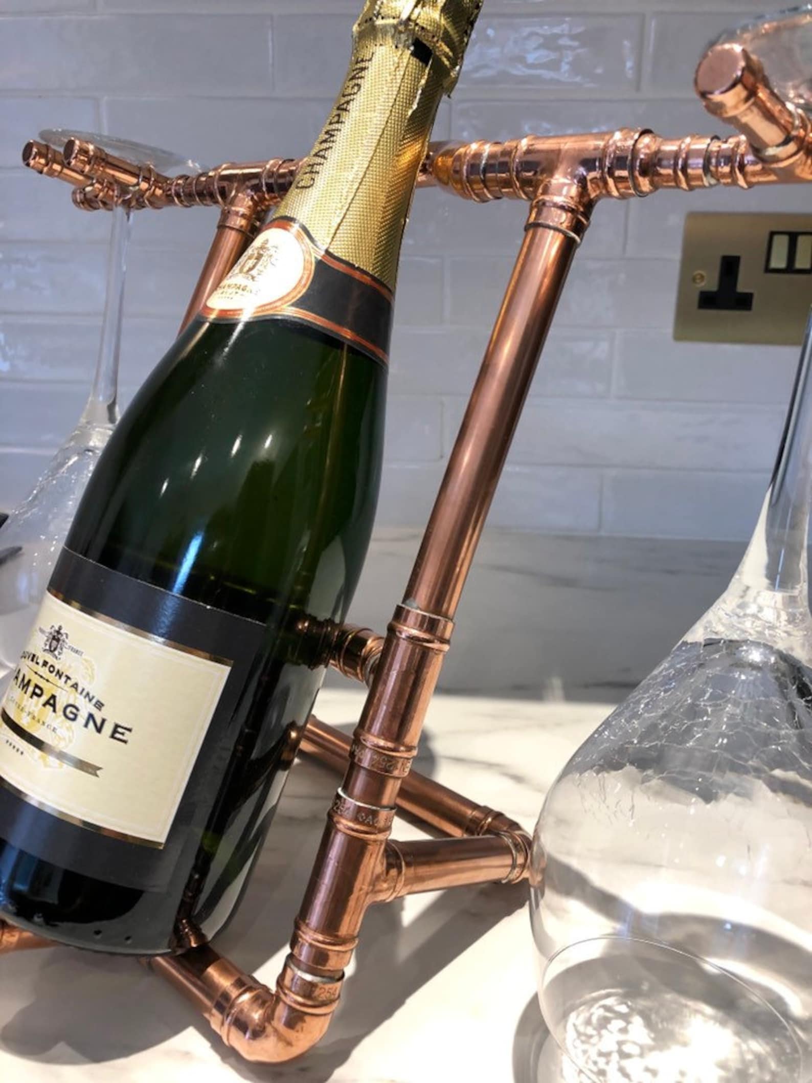 Industrial Copper Pipe Bottle and Glass Holder Gin Vodka | Etsy
